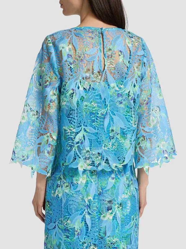 UNGARO Parker Printed Lace Blouse