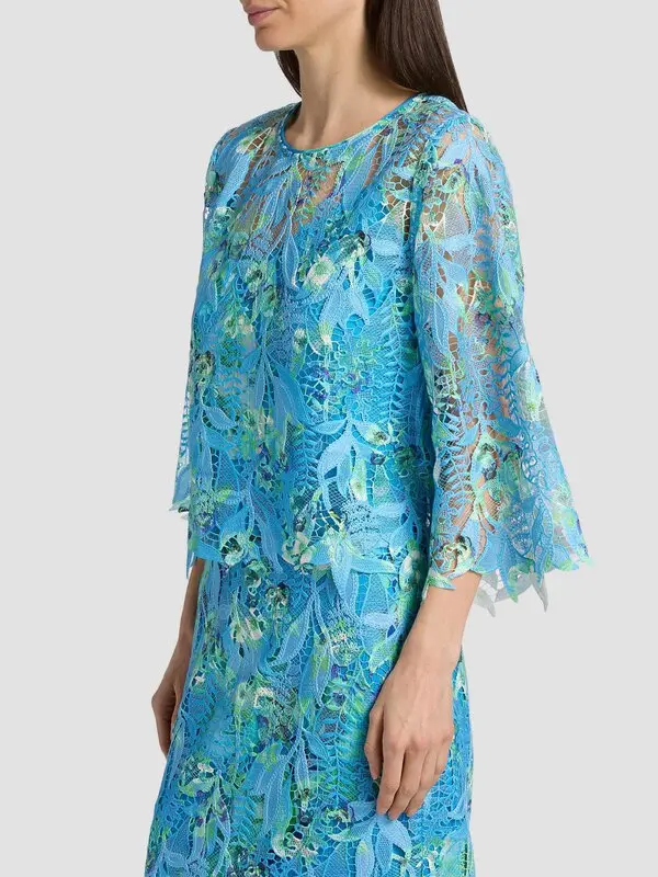 UNGARO Parker Printed Lace Blouse