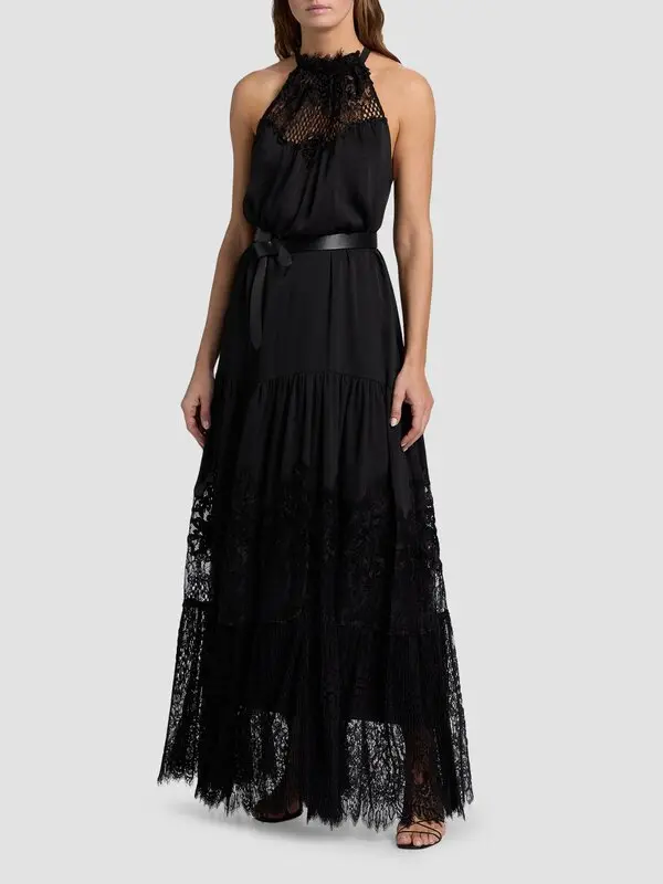 Kobi Halperin Hallee Lace Embroidered Satin Maxi Dress