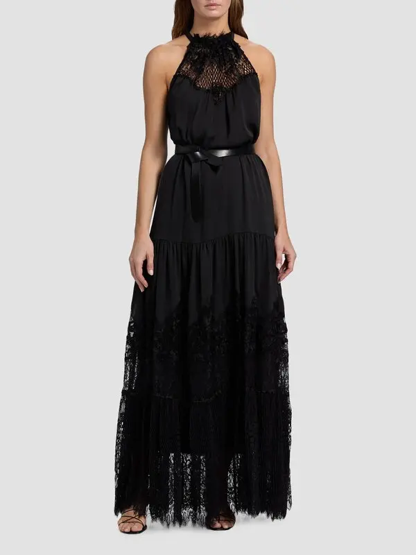 Kobi Halperin Hallee Lace Embroidered Satin Maxi Dress