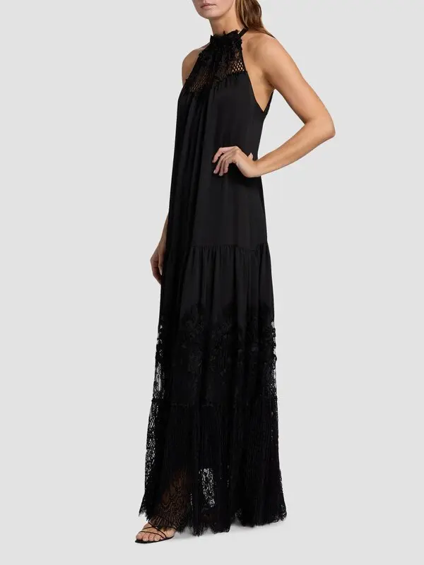 Kobi Halperin Hallee Lace Embroidered Satin Maxi Dress