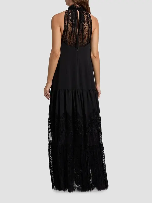 Kobi Halperin Hallee Lace Embroidered Satin Maxi Dress