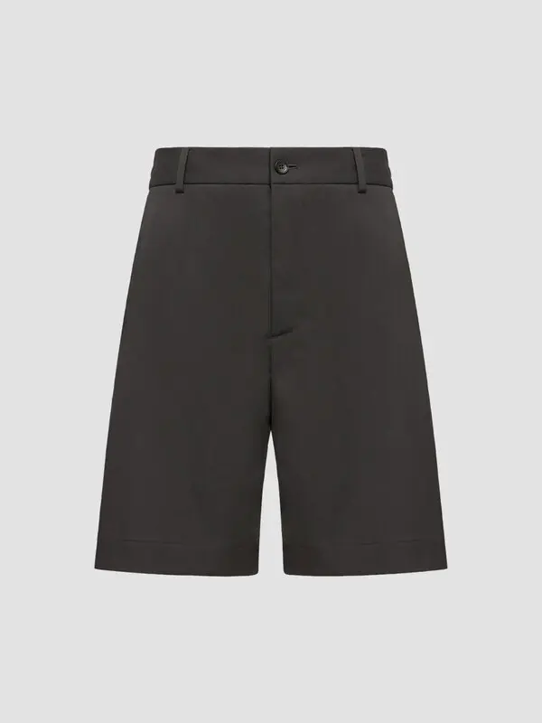 Moncler Shorts In Wool Blend Gabardine - Black