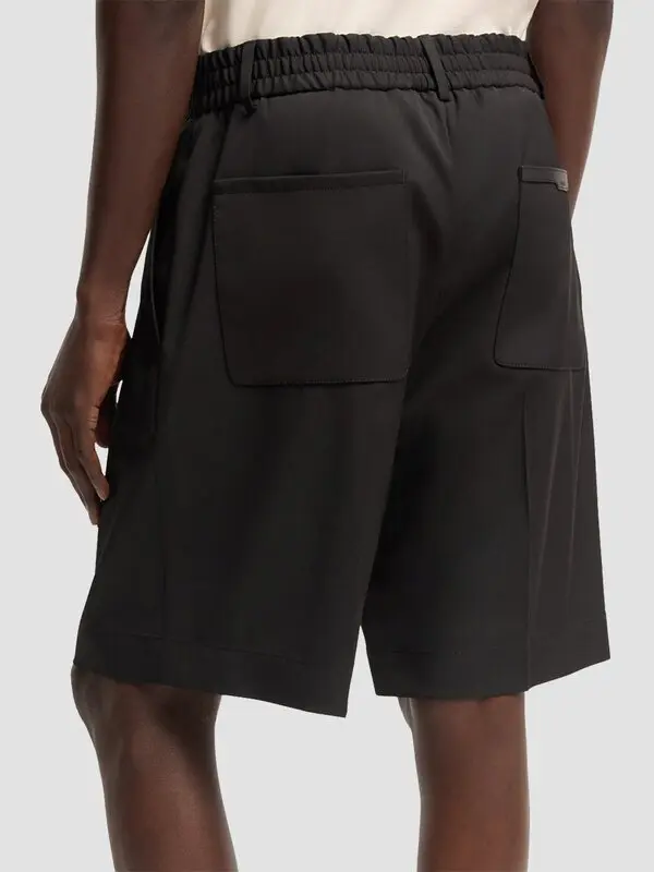 Moncler Shorts In Wool Blend Gabardine