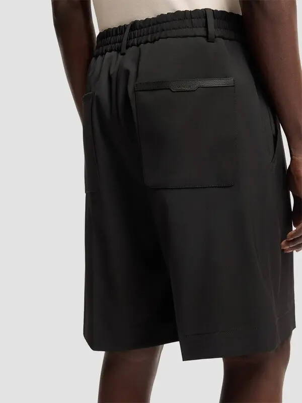Moncler Shorts In Wool Blend Gabardine