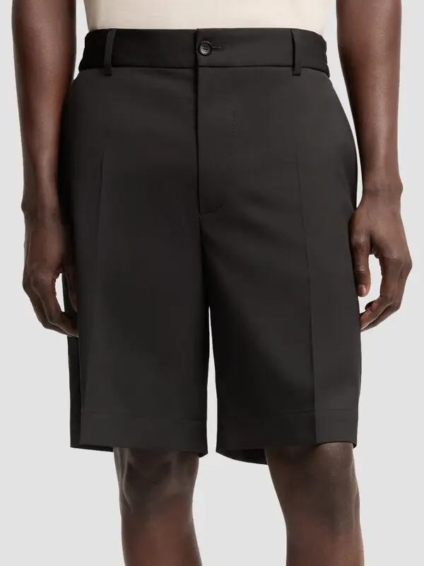 Moncler Shorts In Wool Blend Gabardine