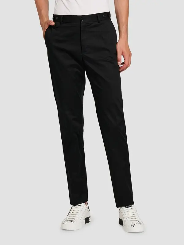 Dolce & Gabbana Gabardine Cotton Straight-leg Trousers
