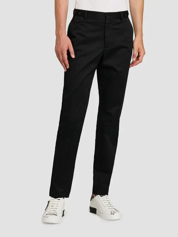 Dolce & Gabbana Gabardine Cotton Straight-leg Trousers