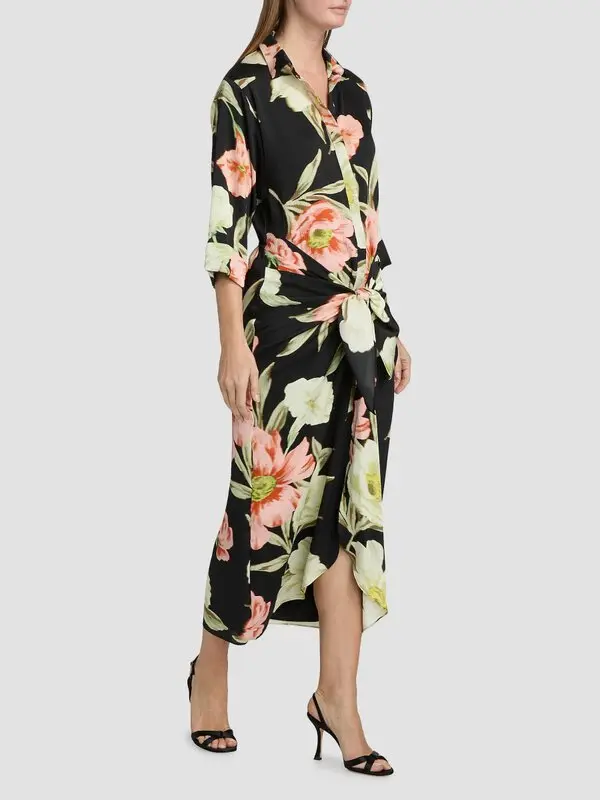 UNGARO Iris Floral Tie-waist Shirtdress