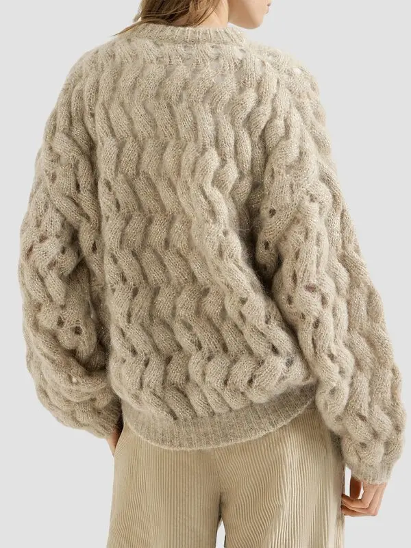 Brunello Cucinelli Dazzling Zigzag Cables Sweater In Mohair And Wool