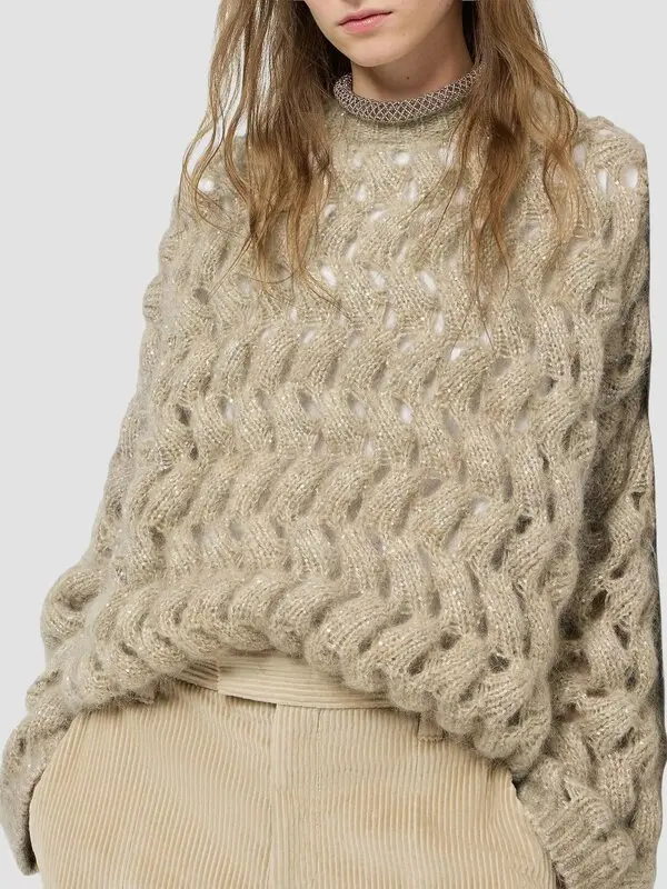 Brunello Cucinelli Dazzling Zigzag Cables Sweater In Mohair And Wool