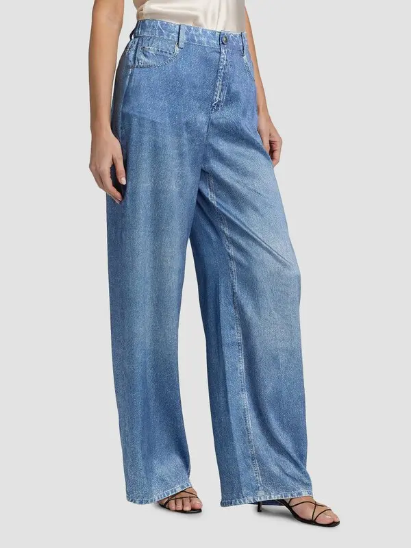Kobi Halperin Sage Denim Print Satin Pants