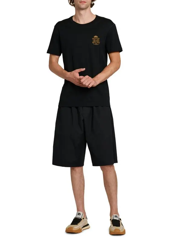 Dolce & Gabbana Logo-patch Cotton Drawstring Shorts
