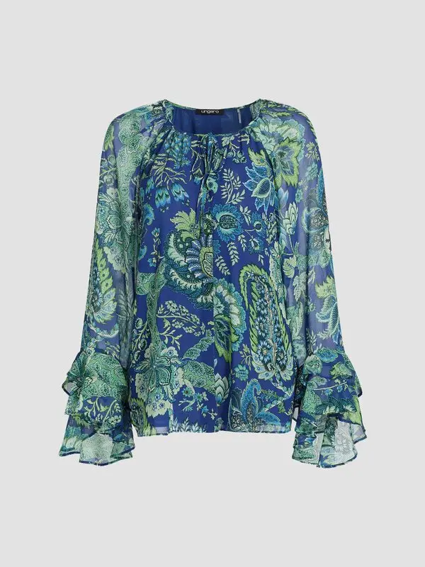 UNGARO Darby Paisley Chiffon Blouse