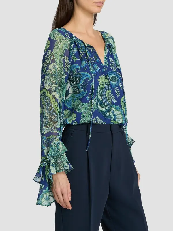 UNGARO Darby Paisley Chiffon Blouse