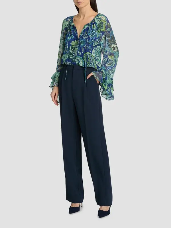 UNGARO Darby Paisley Chiffon Blouse
