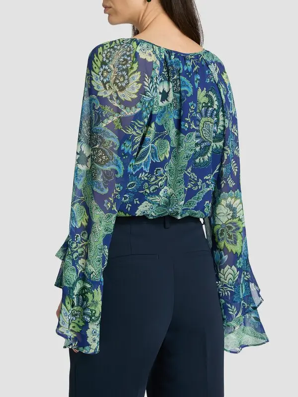 UNGARO Darby Paisley Chiffon Blouse