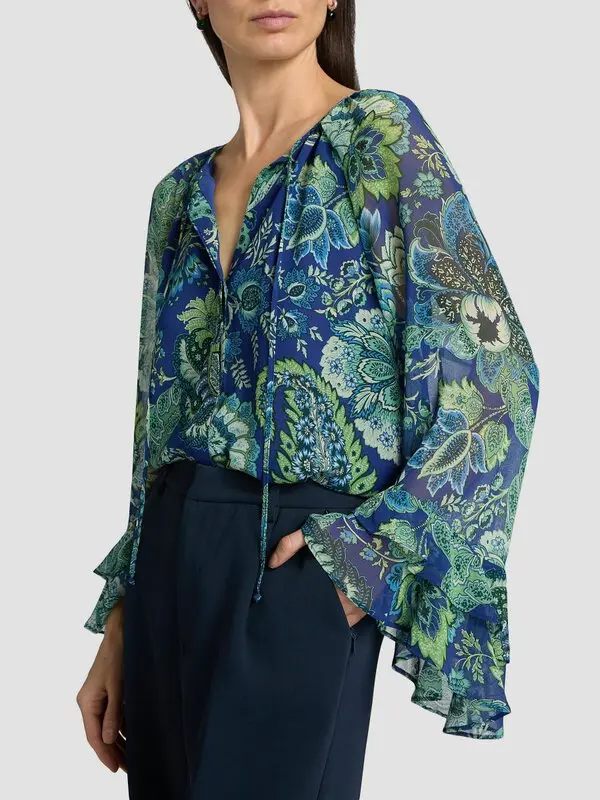 UNGARO Darby Paisley Chiffon Blouse