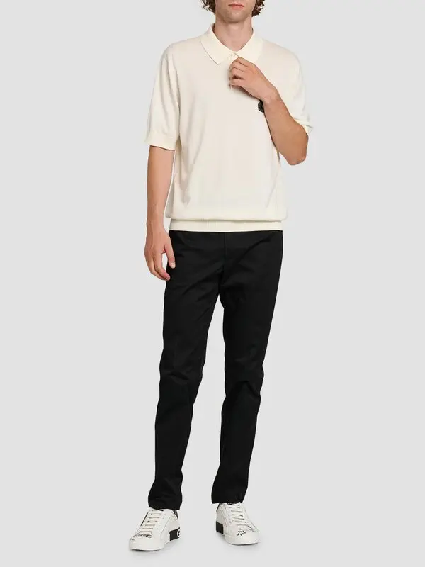 Dolce & Gabbana Logo-patch Cotton Polo Shirt