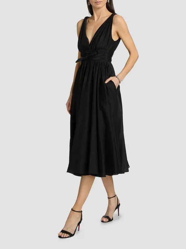UNGARO Josie Cotton & Silk Midi-dress