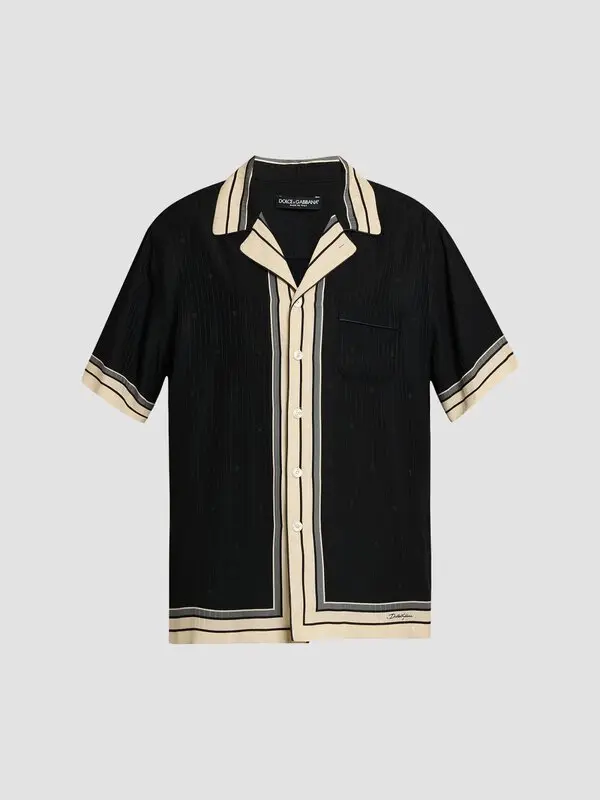 Dolce & Gabbana Riga Striped Silk Camp Shirt
