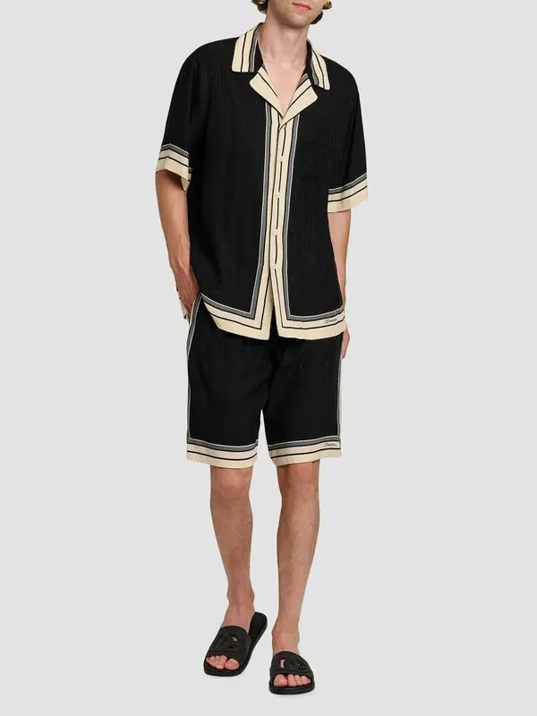 Dolce & Gabbana Riga Striped Silk Camp Shirt
