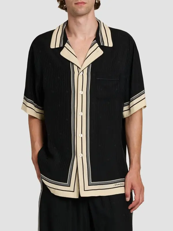 Dolce & Gabbana Riga Striped Silk Camp Shirt