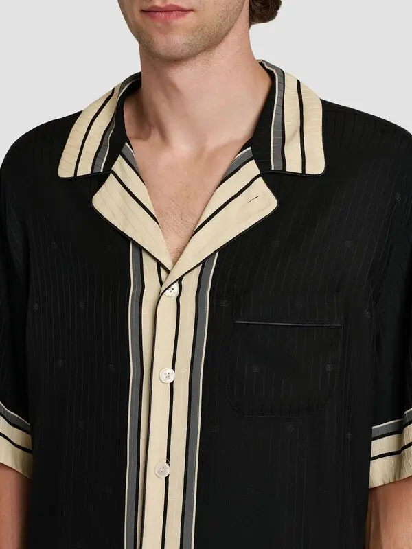 Dolce & Gabbana Riga Striped Silk Camp Shirt