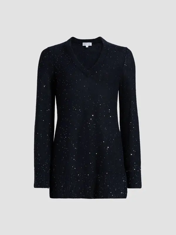 Michael Kors Sequin V-neck Sweater - Midnight