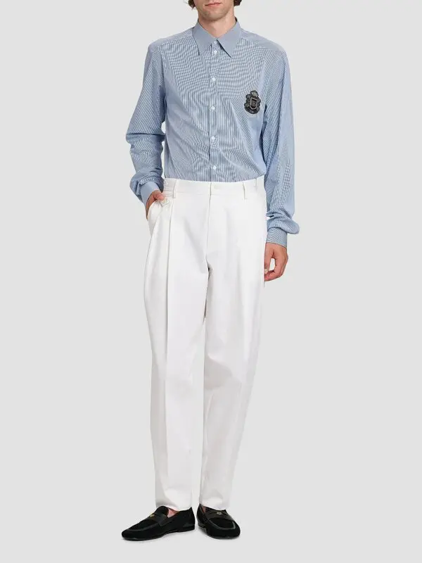 Dolce & Gabbana Striped Cotton Poplin Oversized Shirt