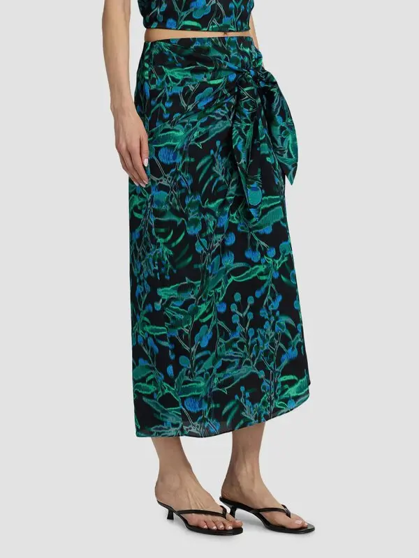 UNGARO Colby Printed Wrap Midi Skirt