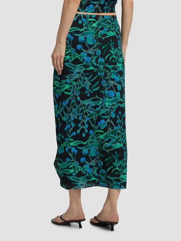 UNGARO Colby Printed Wrap Midi Skirt