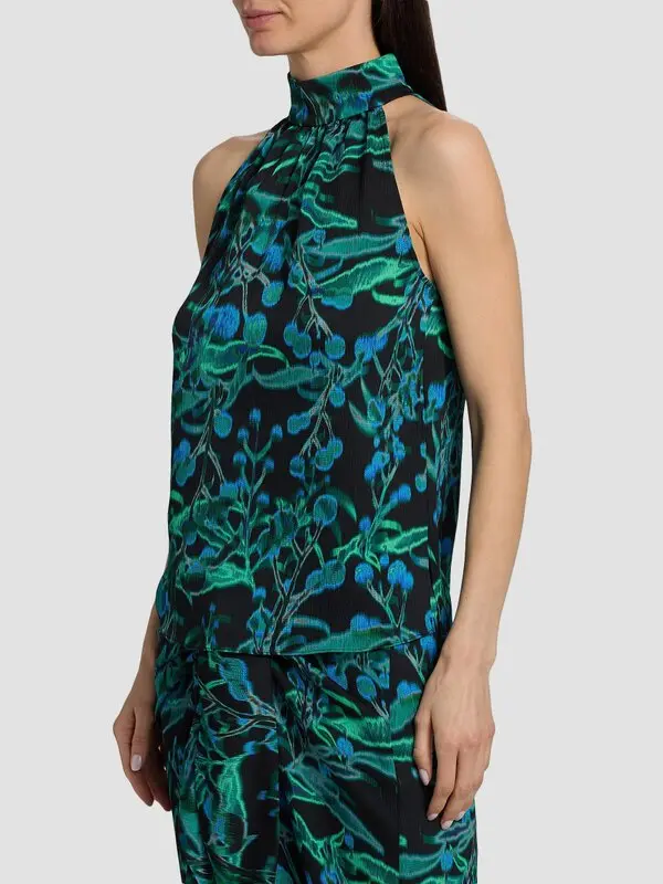 UNGARO Ace Printed Halter Blouse