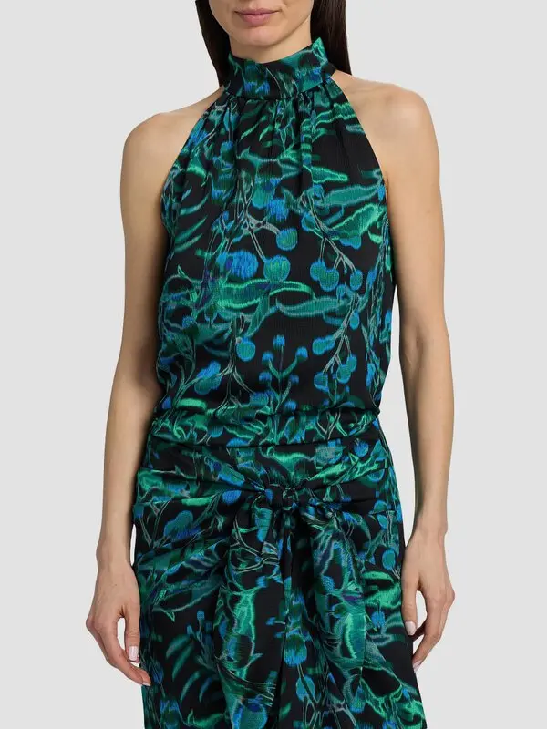 UNGARO Ace Printed Halter Blouse