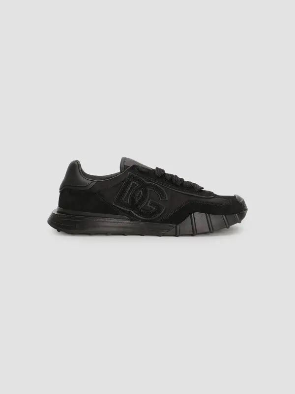 Dolce & Gabbana Logo Nylon & Suede Low-top Sneakers - Black