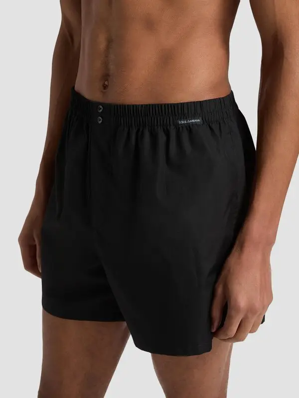 Dolce & Gabbana Sporty Cotton Poplin Boxer Shorts - Nero