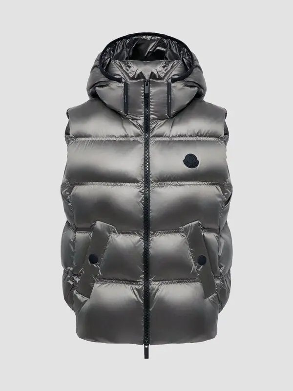 Moncler Fluidite Puffer Vest With Hood - Silver