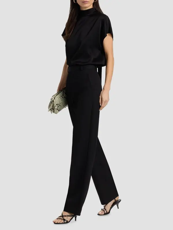 UNGARO Corey Tie-detail Satin Blouse - Black