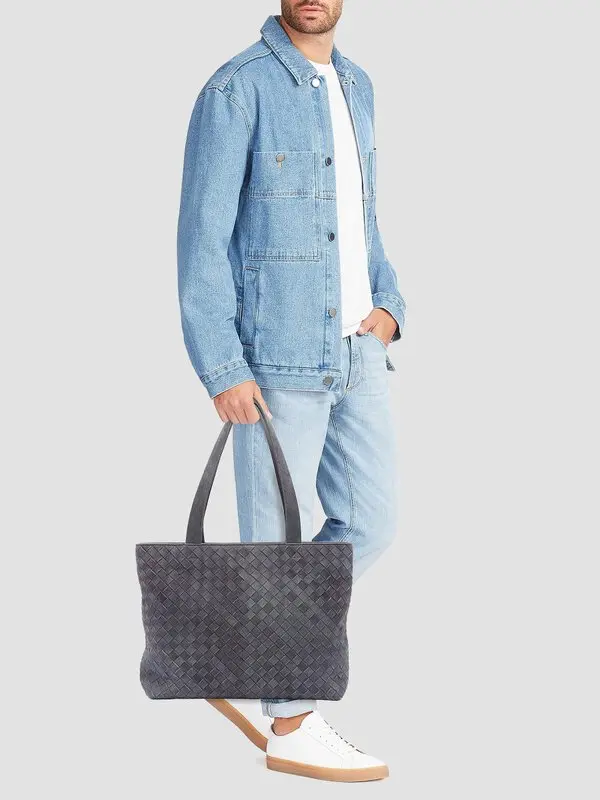 Bottega Veneta Small Intrecciato Suede Zip Tote Bag