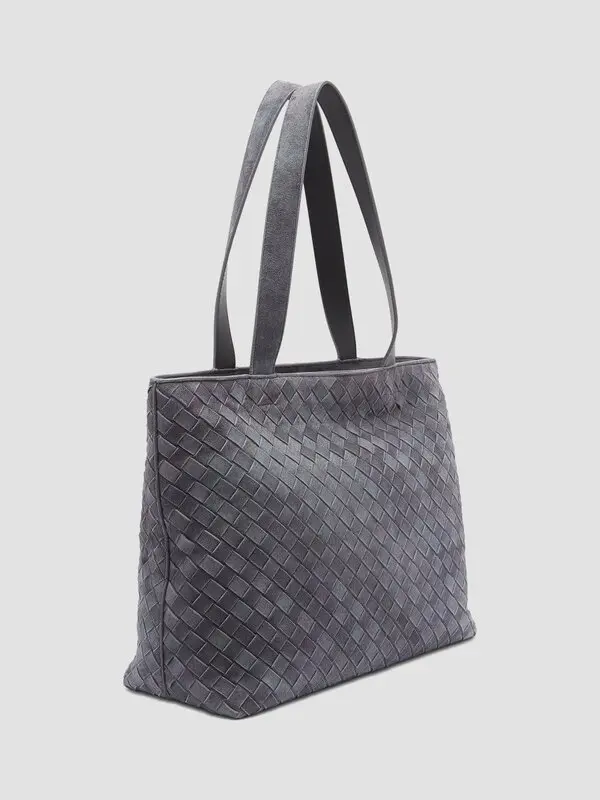 Bottega Veneta Small Intrecciato Suede Zip Tote Bag
