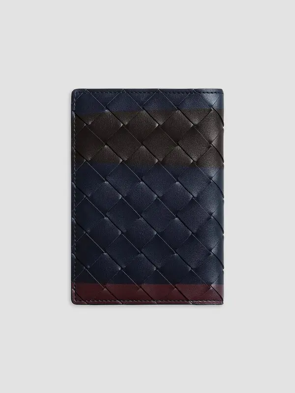 Bottega Veneta Tricolor Intrecciato Leather Passport Case - Midnight