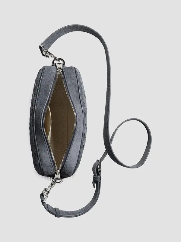 Bottega Veneta Small Intrecciato Suede Camera Bag