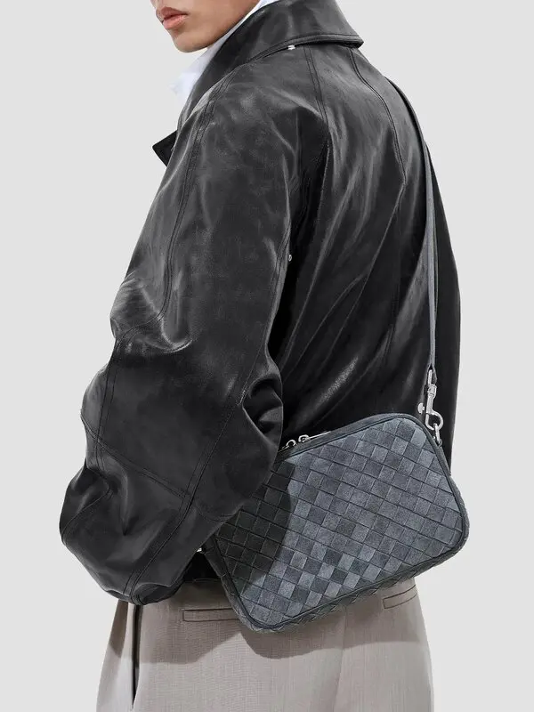 Bottega Veneta Small Intrecciato Suede Camera Bag