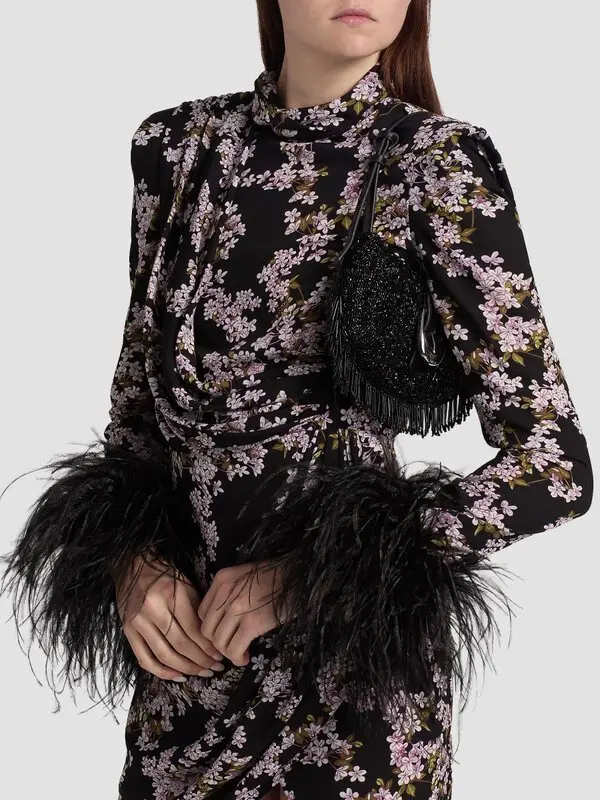 BRONX BANCO Nadine Floral Feather-cuff Minidress