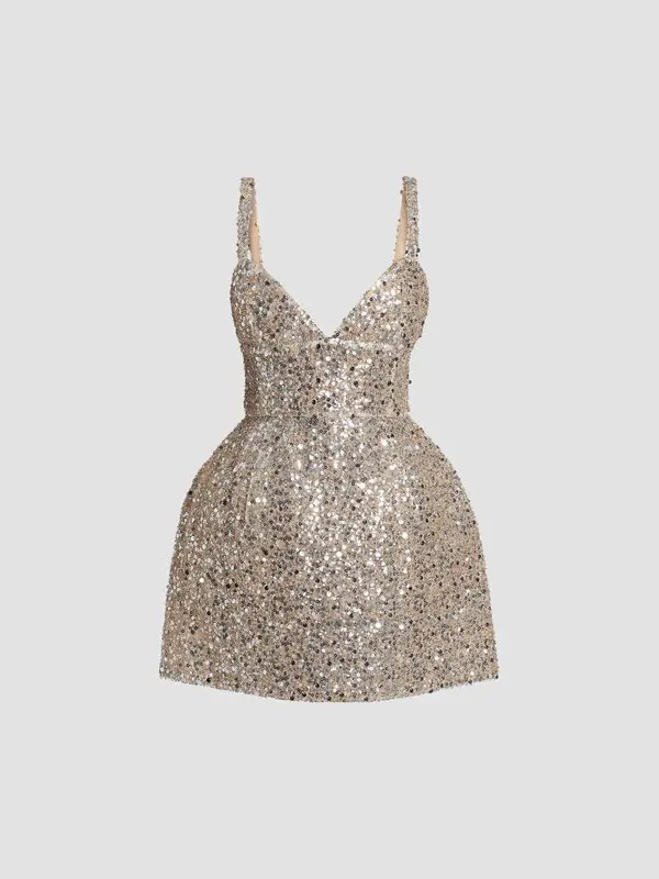 BRONX BANCO Tessa V-neck Minidress