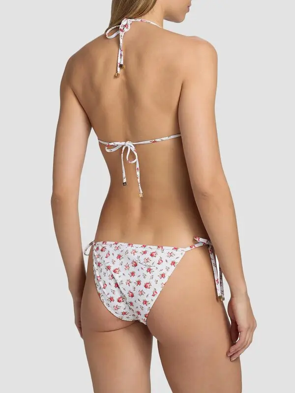 Dolce & Gabbana Rose-print Triangle Bikini