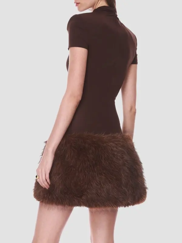 BRONX BANCO Faux-fur Trim Mini Dress
