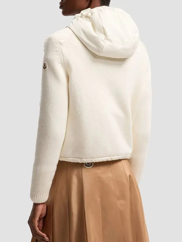 Moncler Down-filled Cardigan In Wool And Cashmere Blend