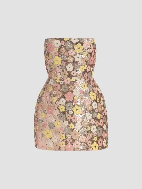 BRONX BANCO Jasmine Maraya Strapless Sequined Minidress