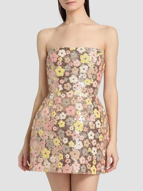 BRONX BANCO Jasmine Maraya Strapless Sequined Minidress
